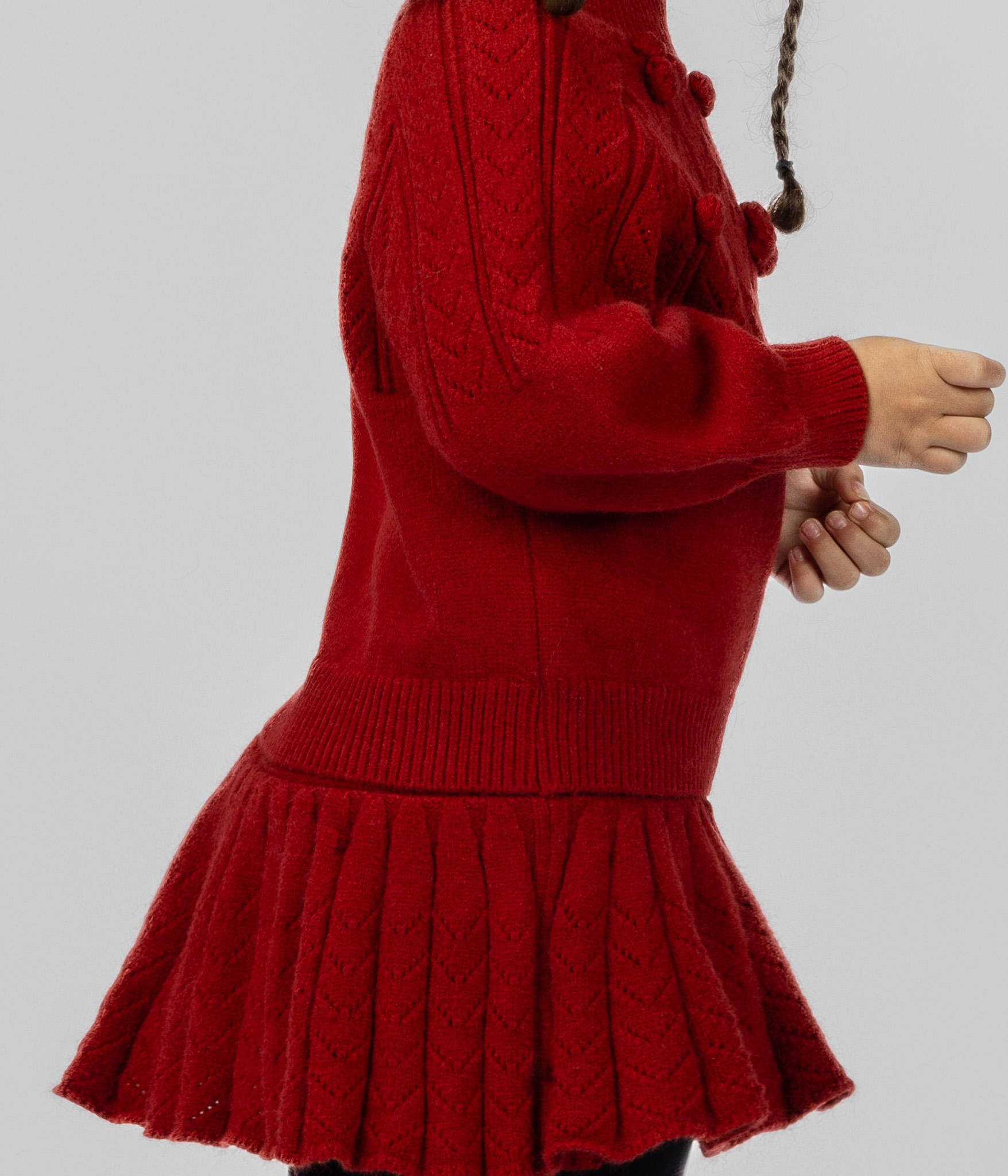 Ensemble 2 pièces fille pull et jupe rouge – Mazyoud