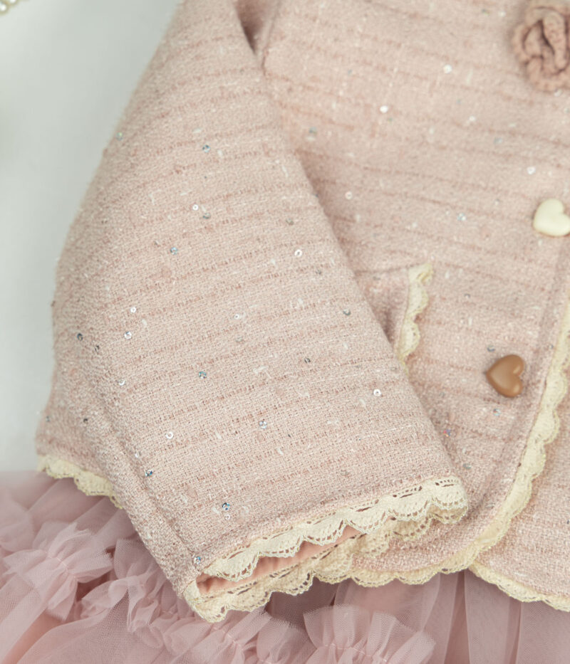 Ensemble fille robe tutu rose & gilet chic – Mazyoud