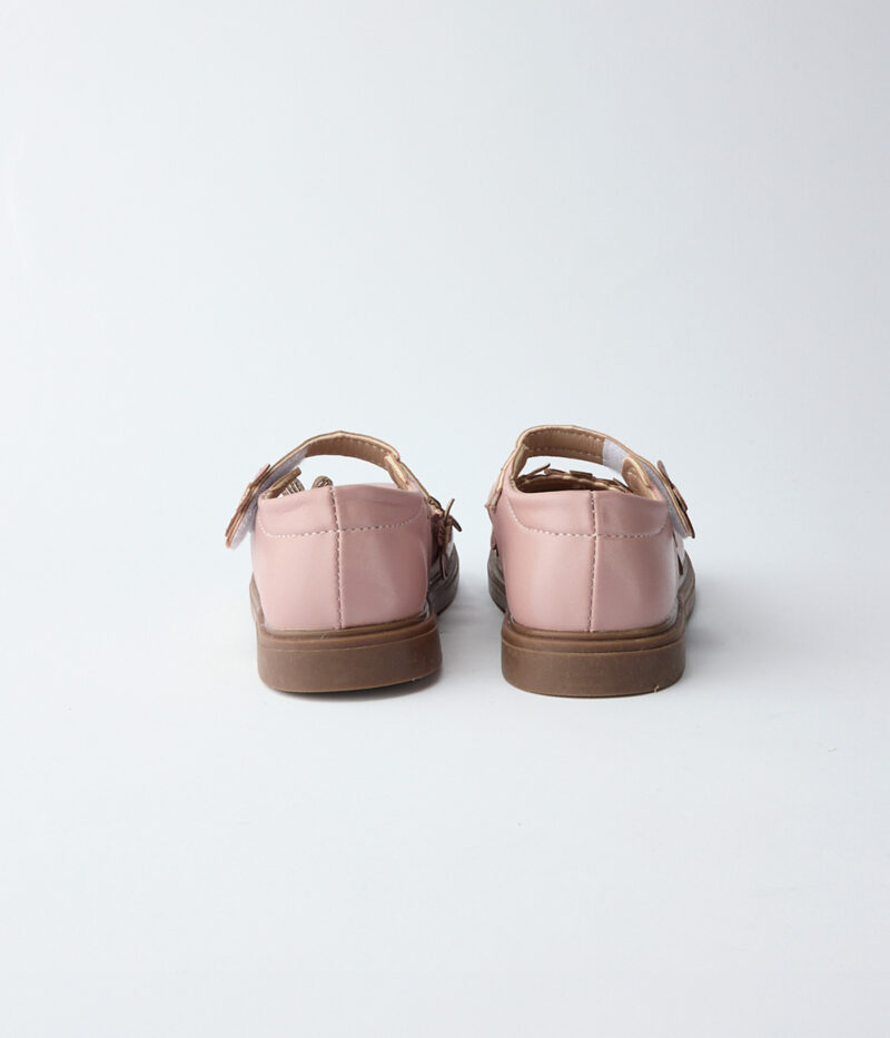 Ballerines fille roses à fleurs appliquées – Mazyoud